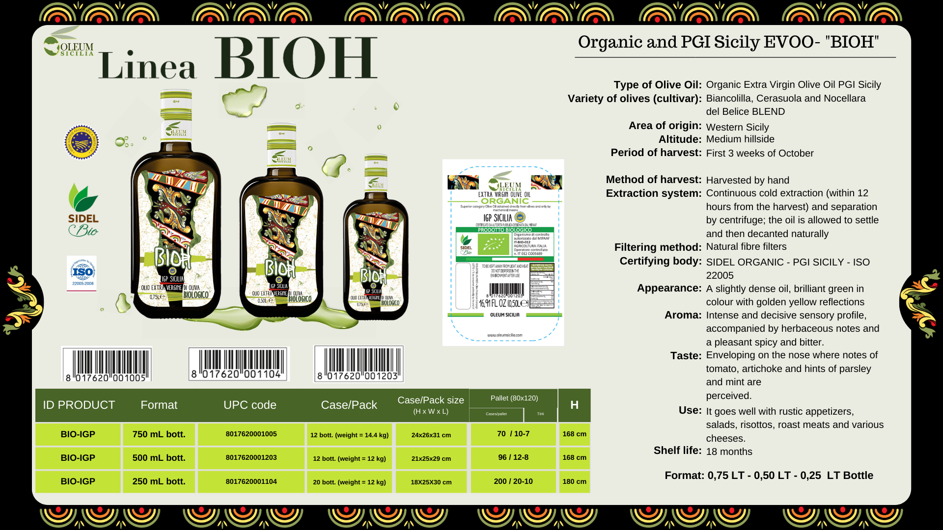 Olio Extra Vergine di Oliva Biologico e Igp Sicilia - "BIOH" - OLEUM ...
